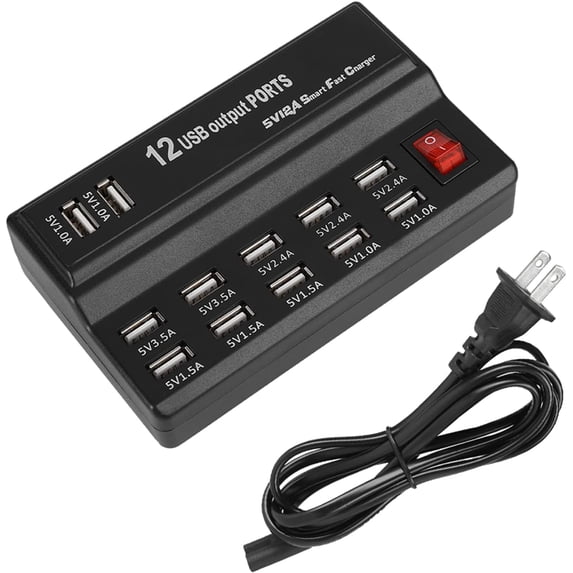 USB Charger 12 Port Charging Station for Multiple Devices with Smart ...