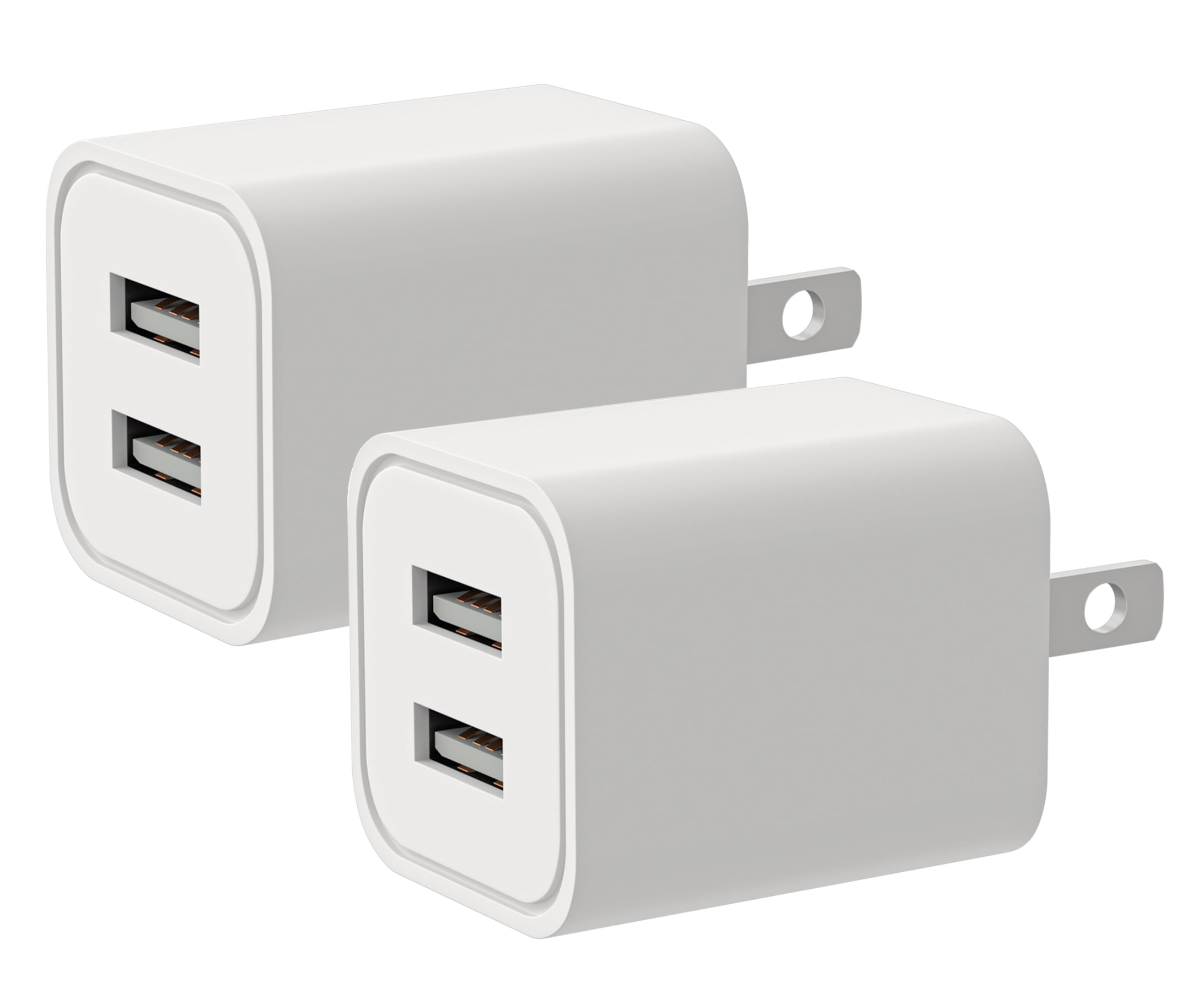 USB Charger, 2.1A/5V Dual 2-Port USB Plug Charger 10W Wall Plug Power ...