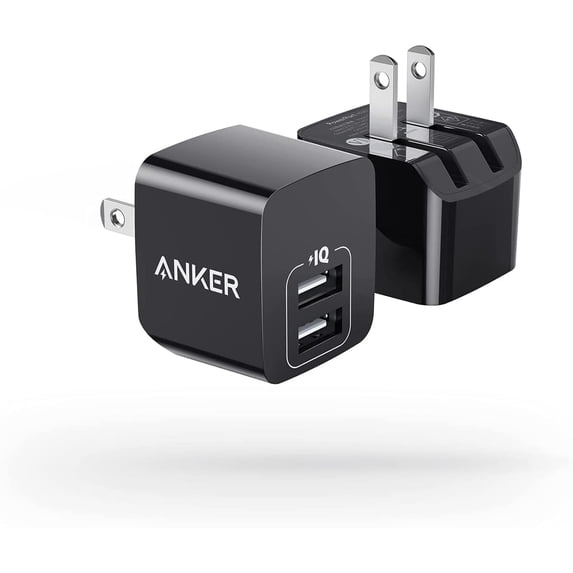 Anker 2-Pack USB Charger 12W Dual Port Wall Adapter, Foldable Plug ...