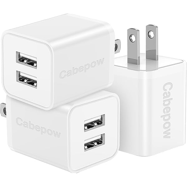 USB Charger Block 5V 2.4A, Dual A Port Charging Blocks,USB Wall Charger ...