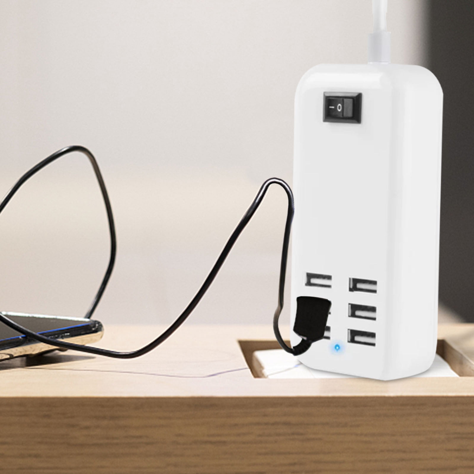 USB Charger Block 6 Ports USB Charger Fast Charging Plug AC Power Wall ...