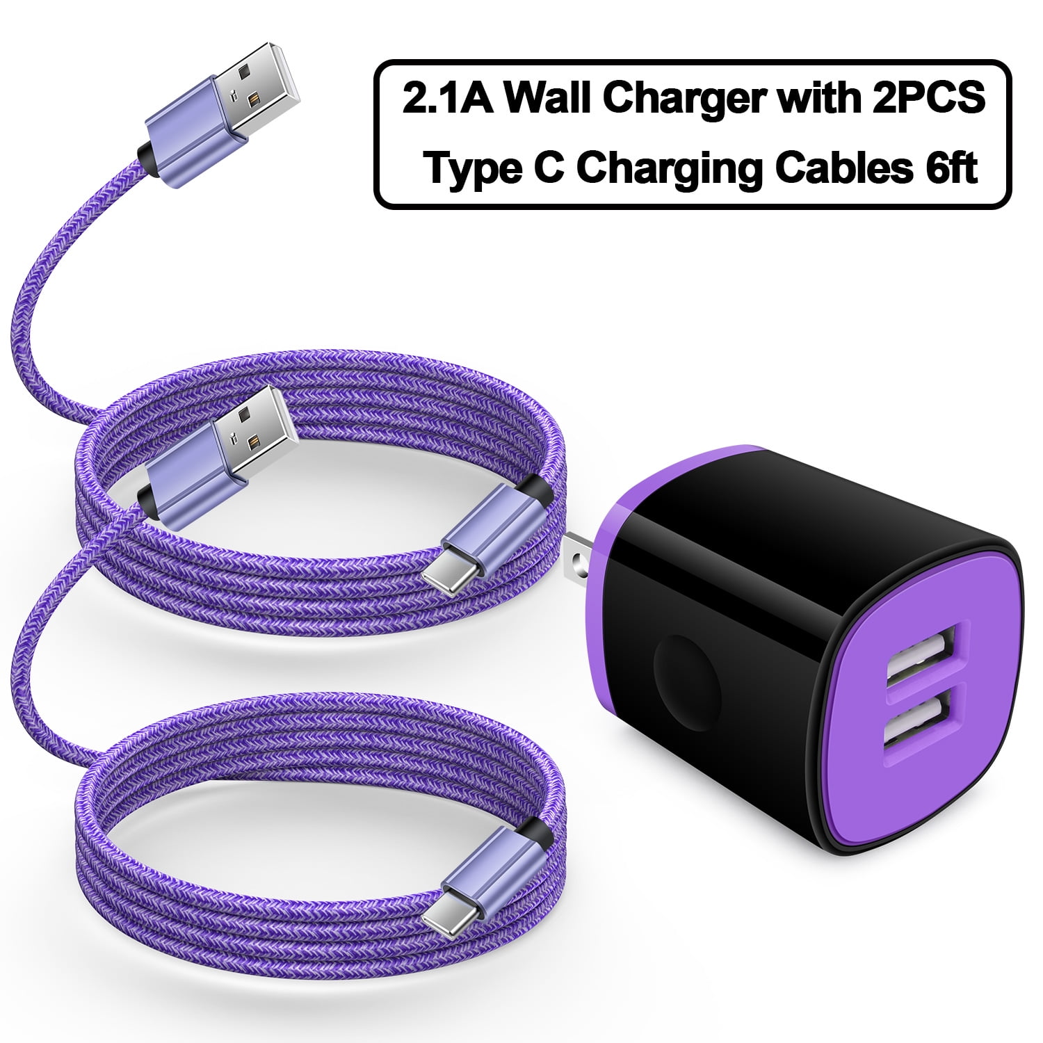 USB Charger Block,ABCPOW 2.1A USB Wall Charger Block with 2PCS Nylon ...