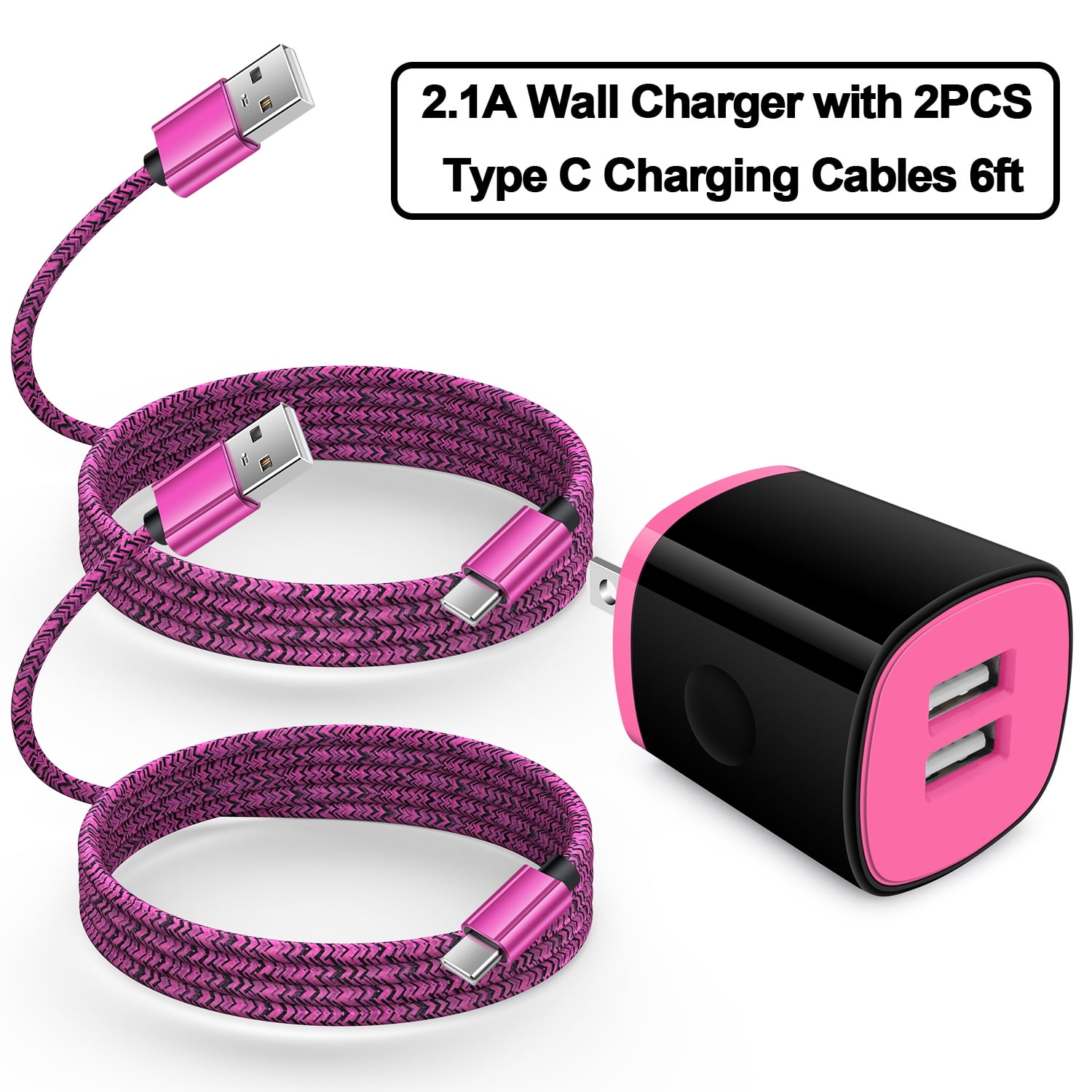 USB Charger Block,ABCPOW 2.1A USB Wall Charger Block with 2PCS Nylon ...