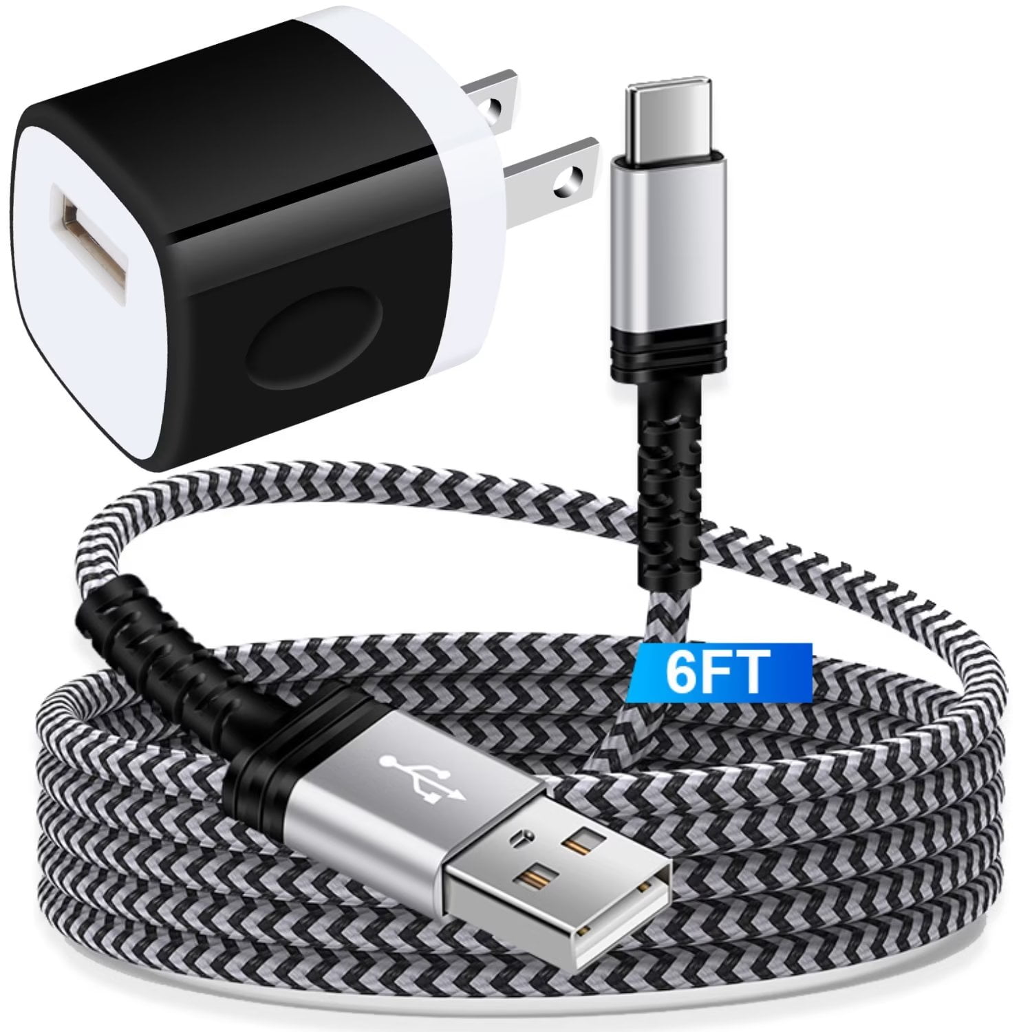 USB Charger Block,FiveBox 1A USB Wall Charger Block with 1pc Nylon ...
