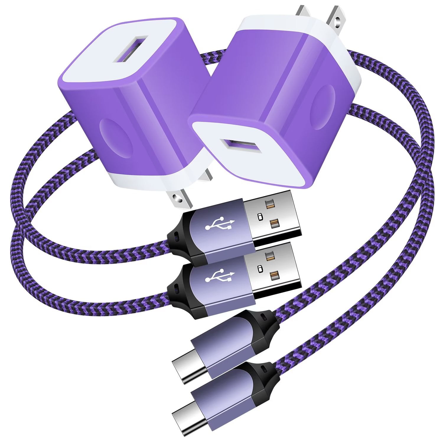 USB Charger Block,FiveBox 2pc 1A USB Wall Charger Block with 2pcs Nylon ...