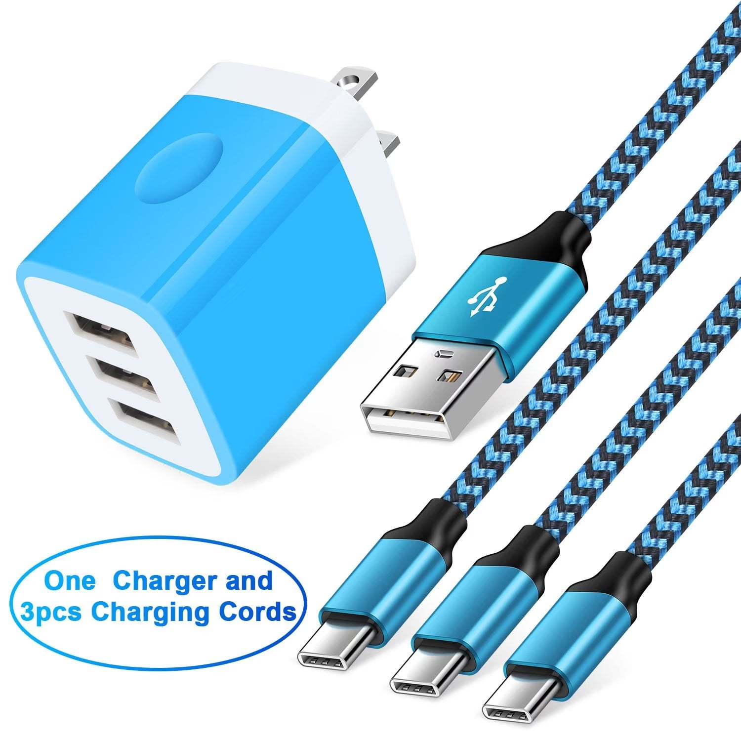 USB Charger Block,FiveBox USB Wall Charger Block with 3PACK Android ...