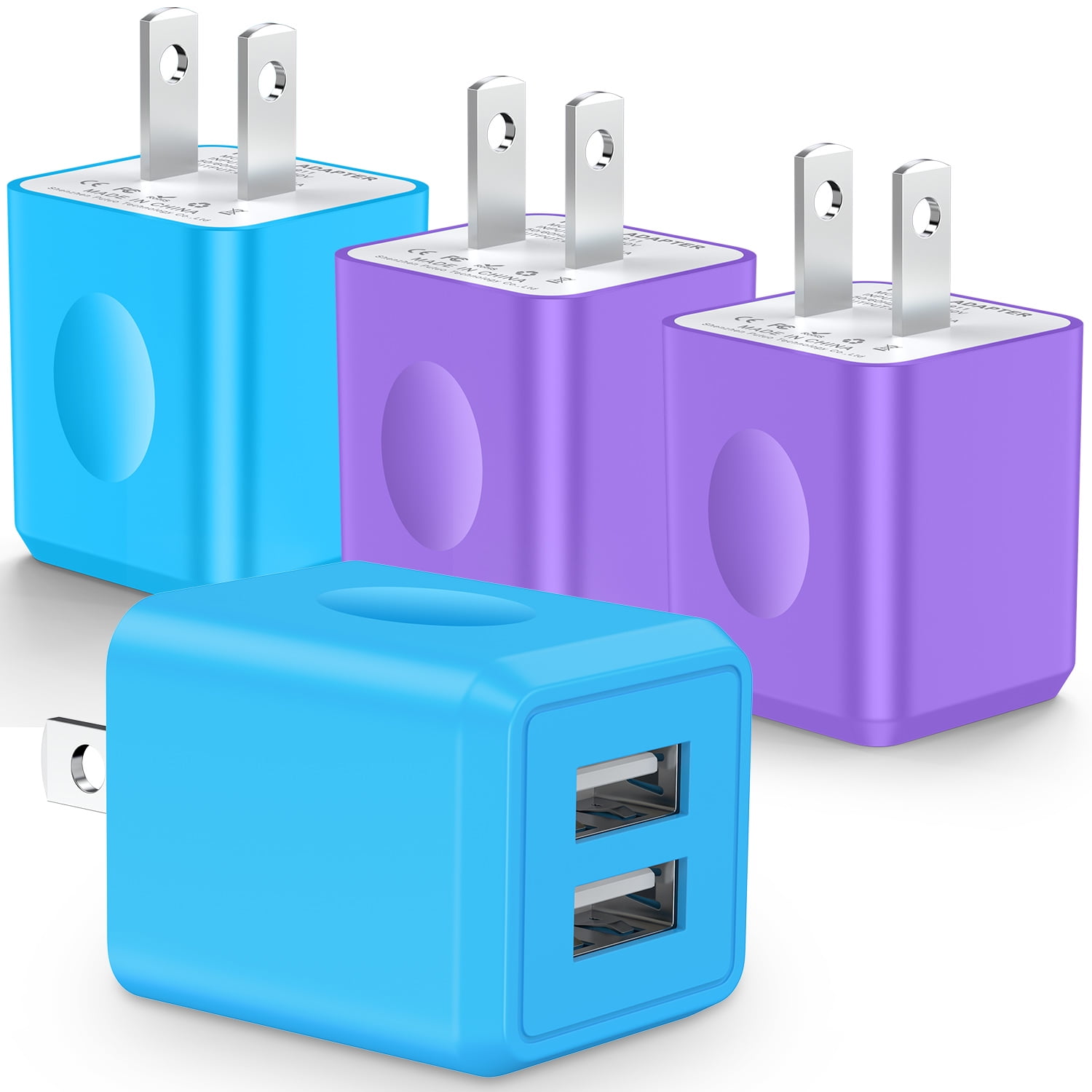 USB Charger Block, GAEF 4Pack Dual Port USB Wall Charger 2.1A/5V,USB ...