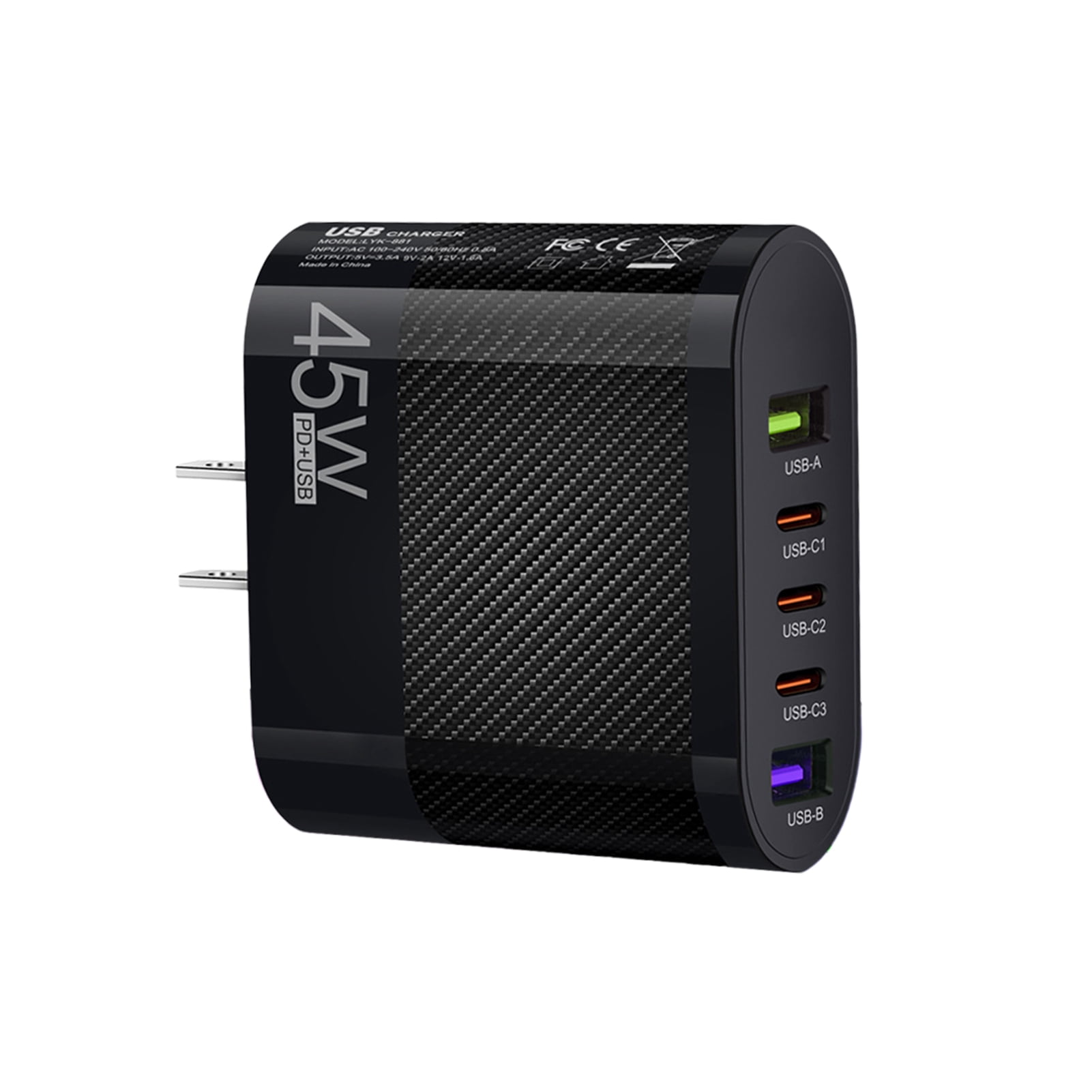 USB Charger Block Multiple Ports, 5 Port Charger Block, USB B and USB A ...