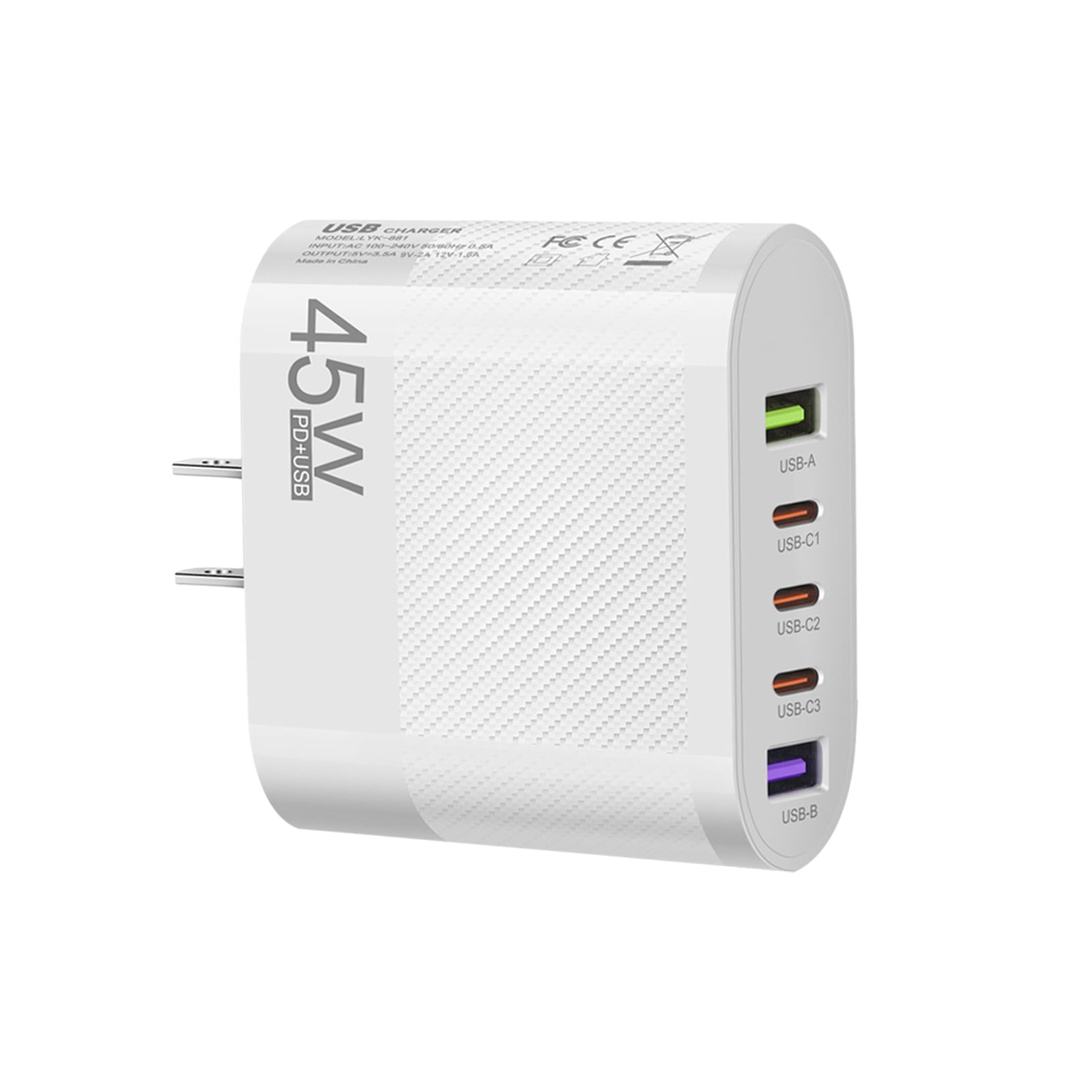 USB Charger Block Multiple Ports, 5 Port Charger Block, USB B and USB A ...