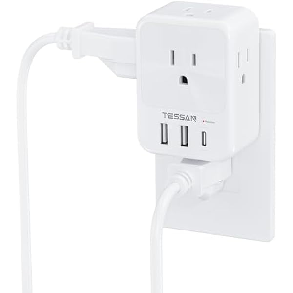 USB Charger Block, Outlet Extender Surge Protector with USB C, 4 AC ...