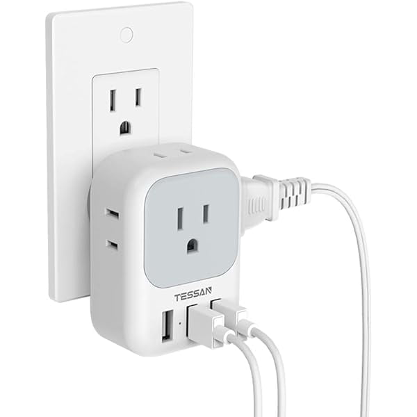 USB Charger Block, Wall Plug Adapter with Electrical 4 Box Splitter 3 ...