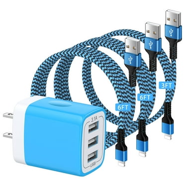 iPhone Charger,Charger Block with 3Pack Lightning Cables 6ft Charging ...