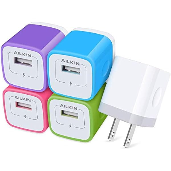 USB Charger Cube, Wall Charger Plug, AILKIN 1A 1-Port USB Power Adapter ...