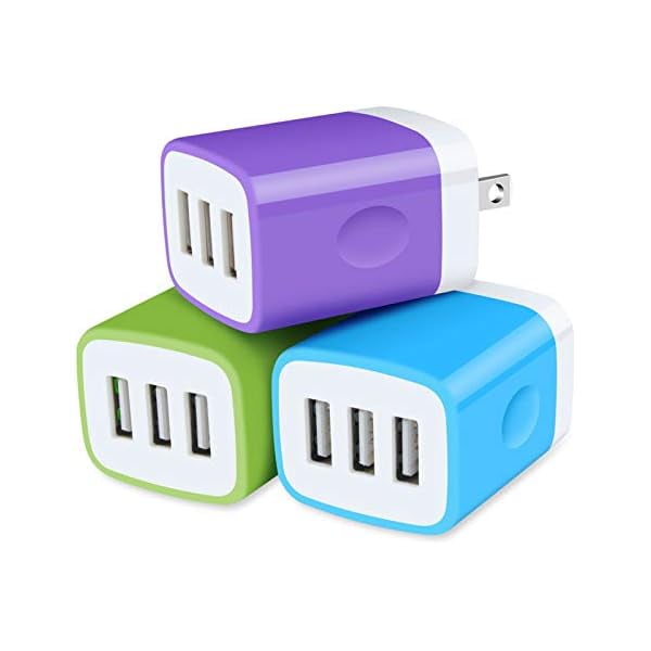 USB Charger Cubes, Wall Charger Adapter, 3Pack Universal Travel 3.1A 3 ...