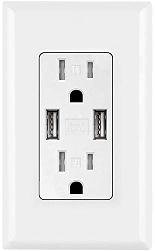 USB Charger Wall Outlet Dual High Speed Duplex Receptacle 15 Amp, Smart ...
