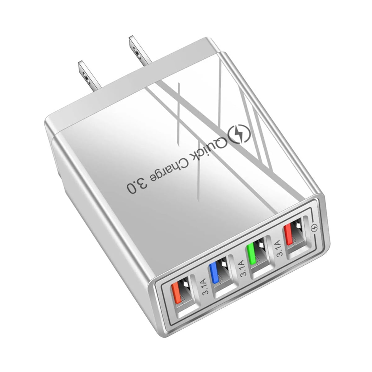 USB Charging Block, Wall Charger Plug, 4-ports Port USB Charger Wall ...