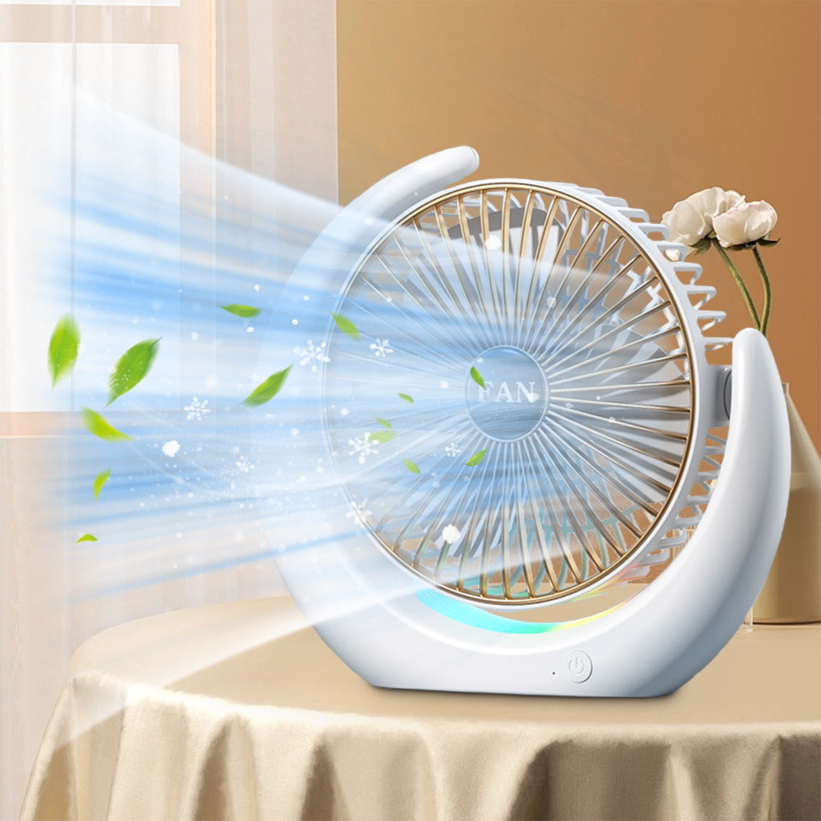 USB Charging Desktop Light Fan, Portable Compact Quiet Adjustable ...