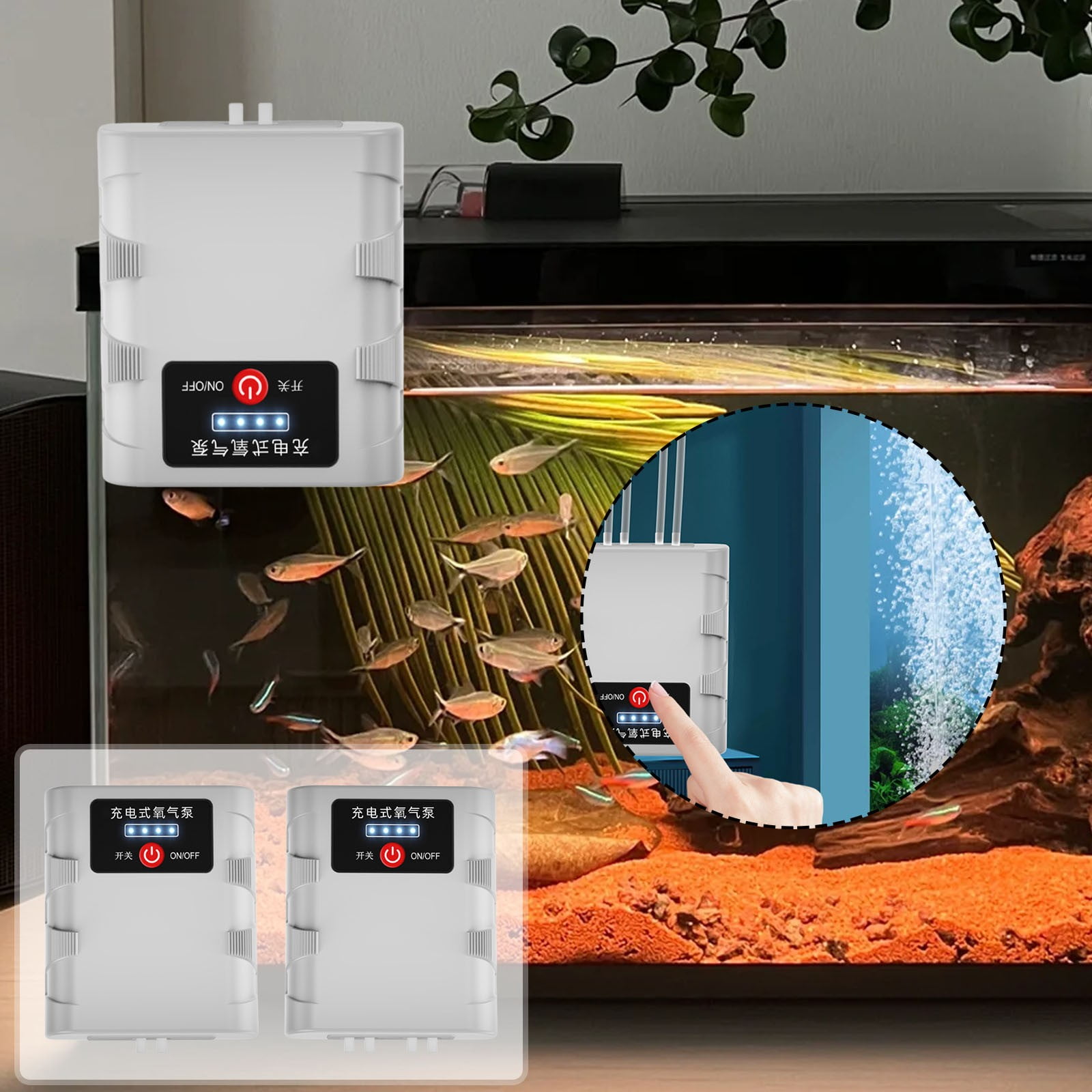 USB Charging Fish Farm Pump, Lithium Battery Aerator, Submersible Water ...