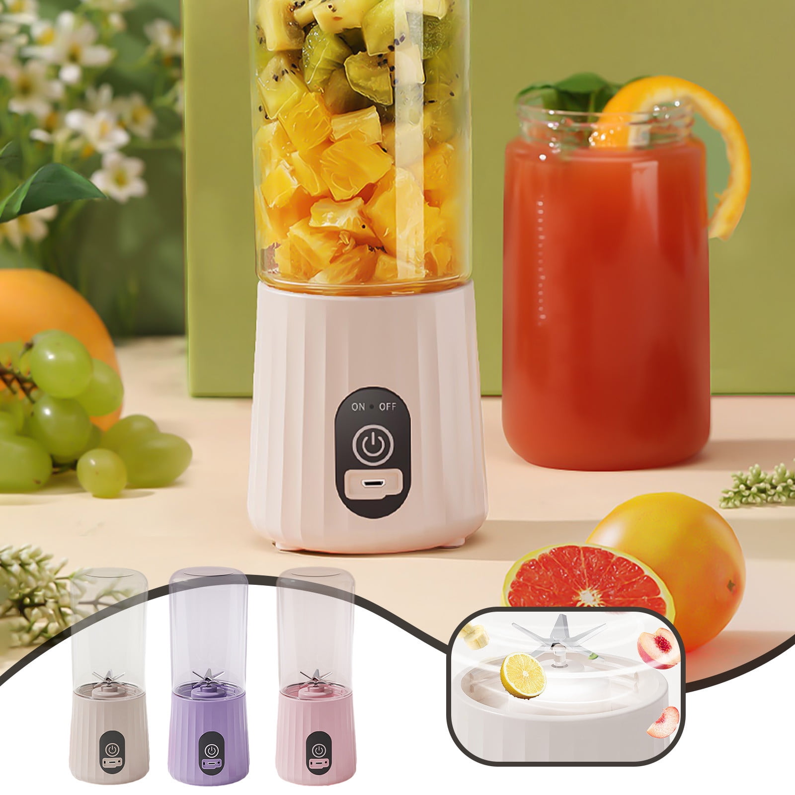 USB Charging Portable Blender | Powerful Juicer Cup with 6 Stainless ...