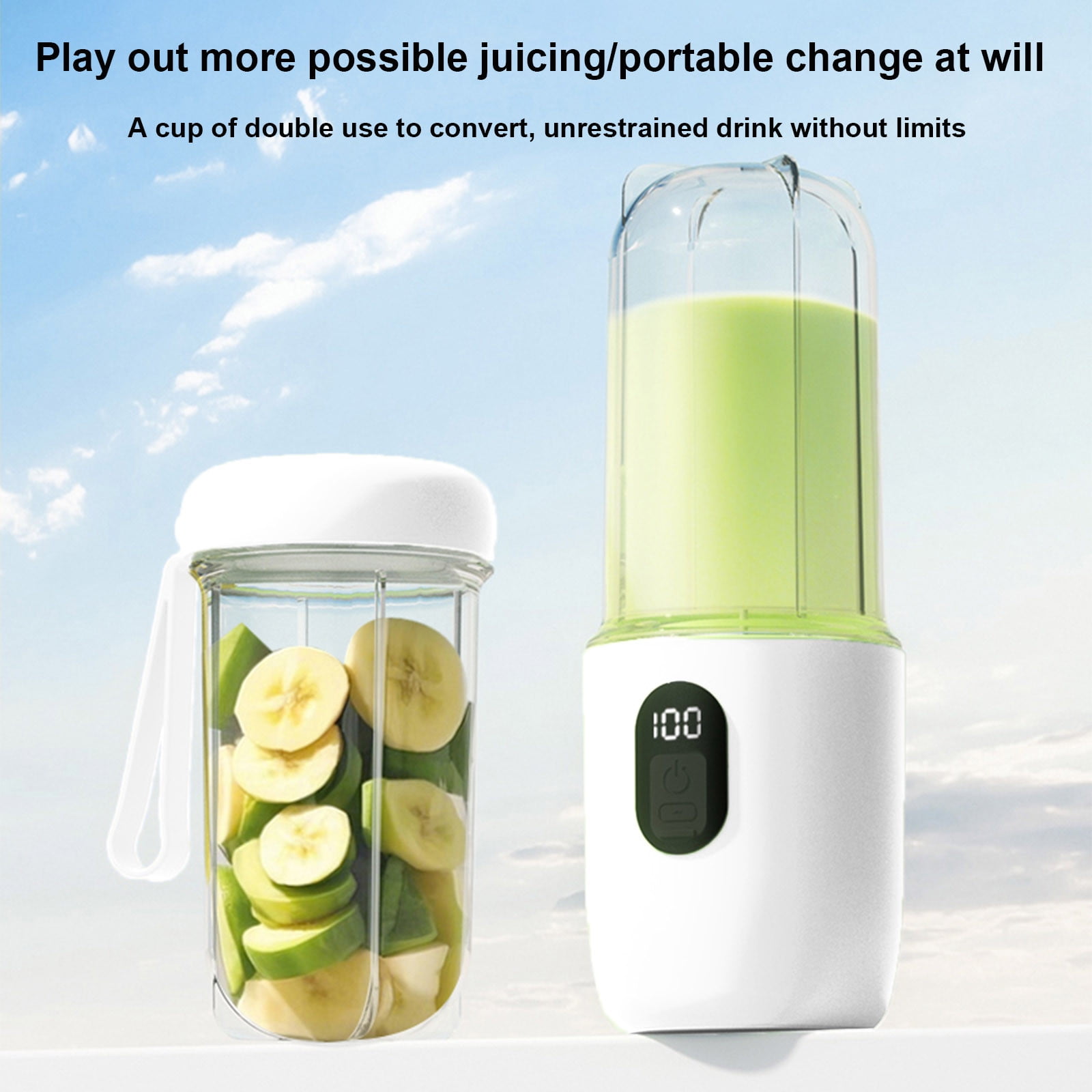 USB Charging Portable Juicer, Stainless Steel Cup, 10-Speed Motor ...