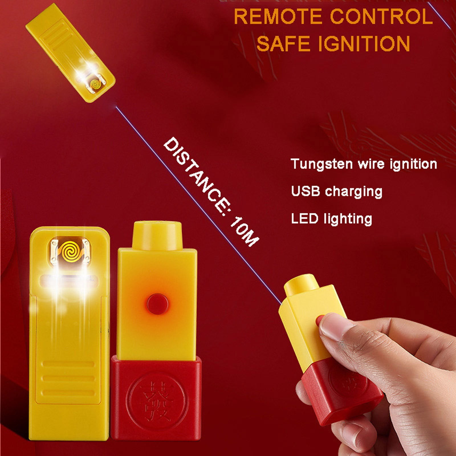 USB Charging Remote Control Ignition Lighter with Lights 10 Meters/32 ...