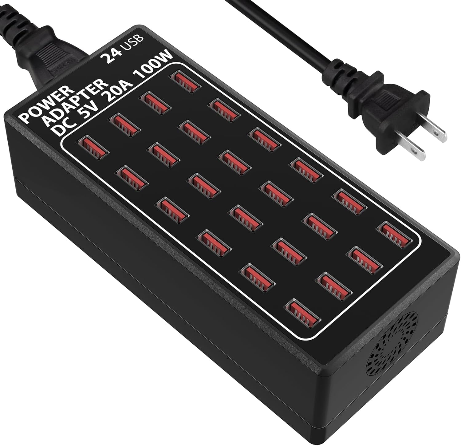 SKNSL 100W/20A 24-Ports Desktop Multiple Device Charging Station, Black ...