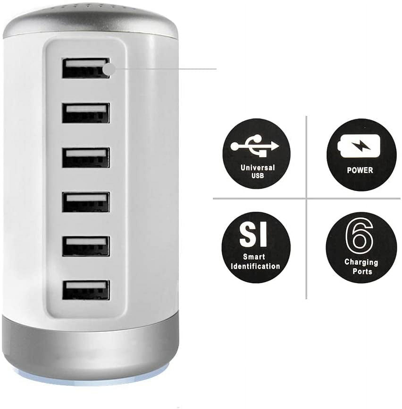 USB Charging Station, 30W 6-Port USB Desktop Charging Station Hub Wall ...