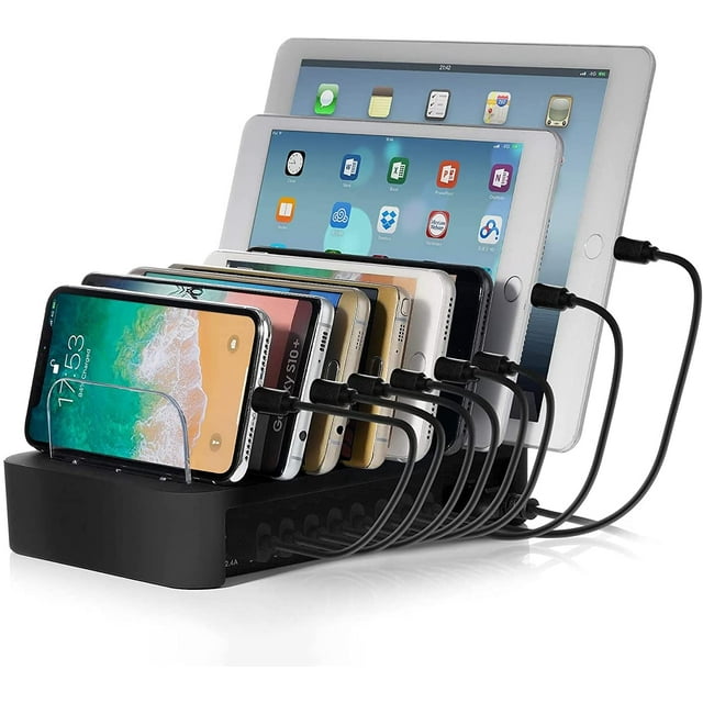8-Port USB Charging Station & Desktop Charger for Multiple Devices ...