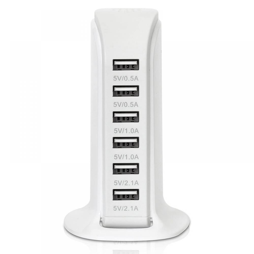 30W USB Charging Station with 6 Ports, Smart IC, Type-C 3A for Multiple ...