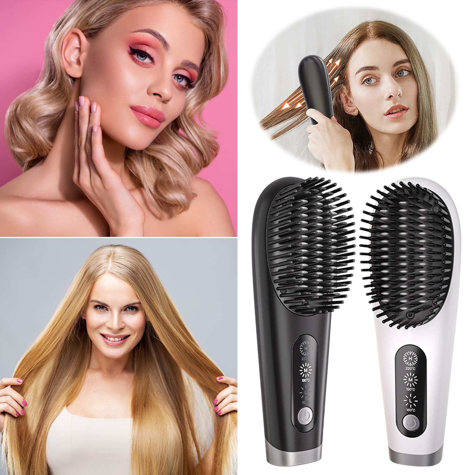 USB Charging Straight Hair Comb | Portable Dual Purpose Hot Air Brush ...