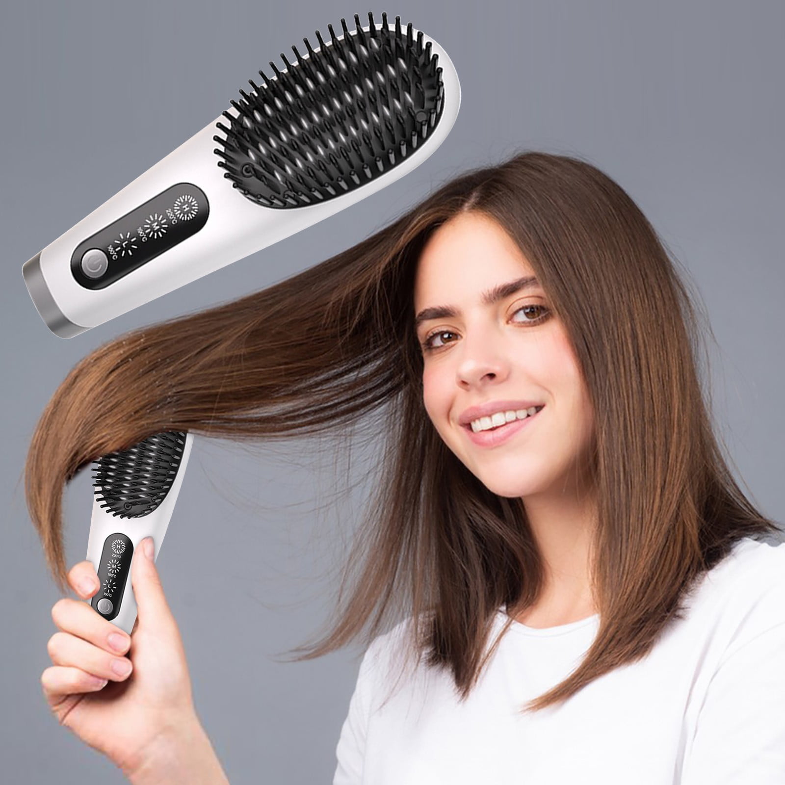 USB Charging Straight Hair Comb | Portable Dual Purpose Hot Air Brush ...