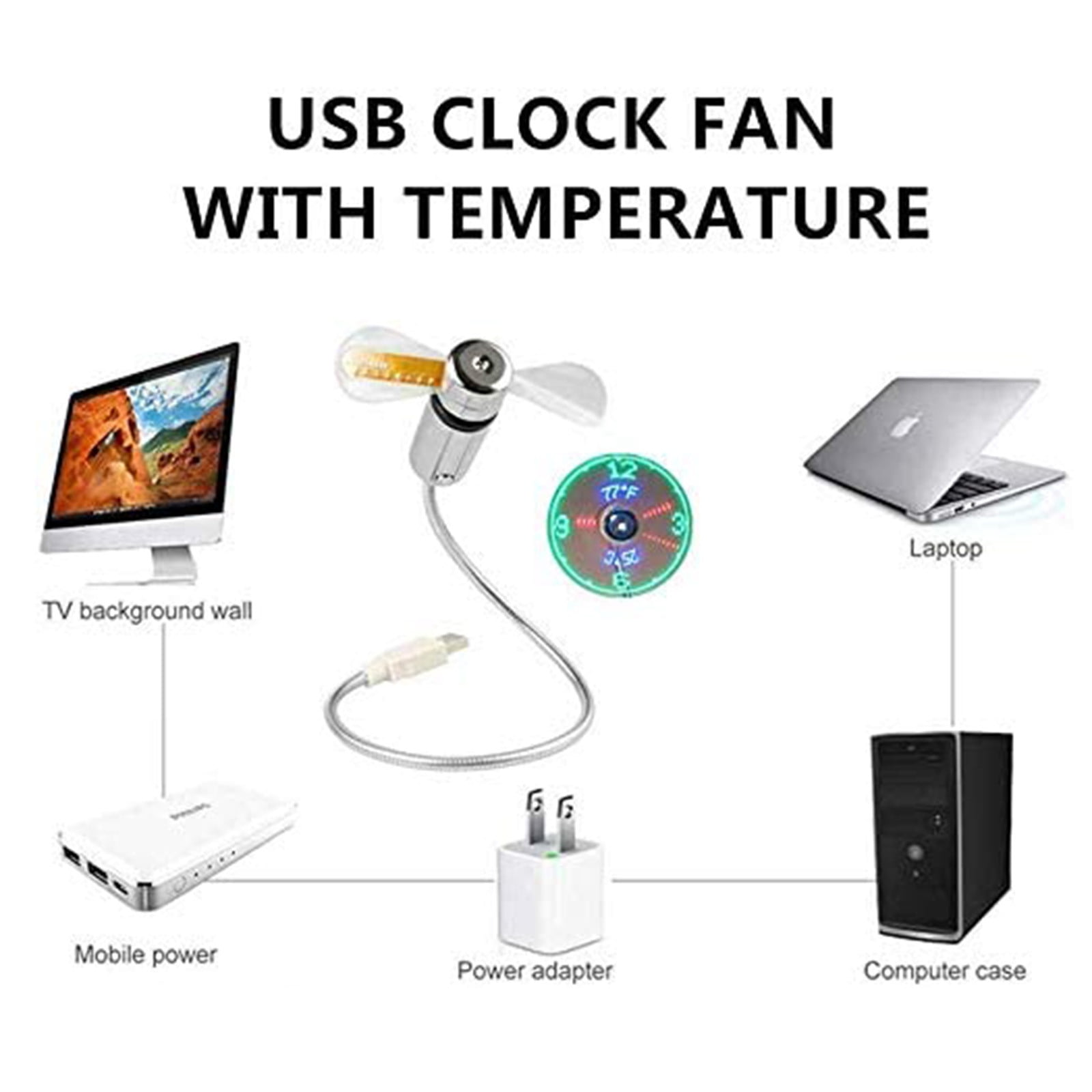 USB Clock Fan With Real Time Clock And Temperature Display Function ...