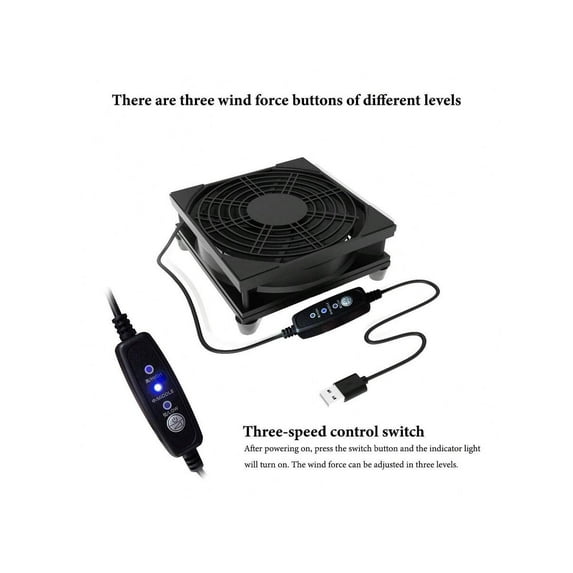 USB Computer Cooling Fan with 3-Speed Controller, 120mm Silent 5V USB ...