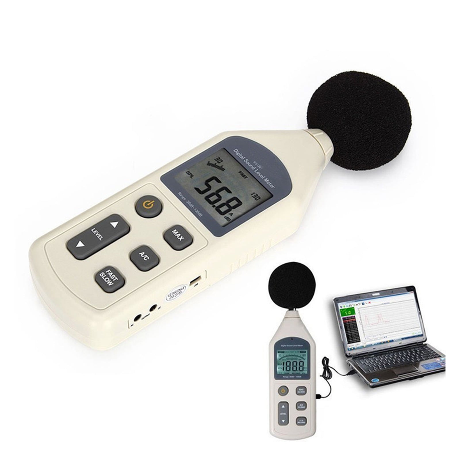 USB Computer Data Stora Decibel Meter Noise Level Tester Noise Detector ...
