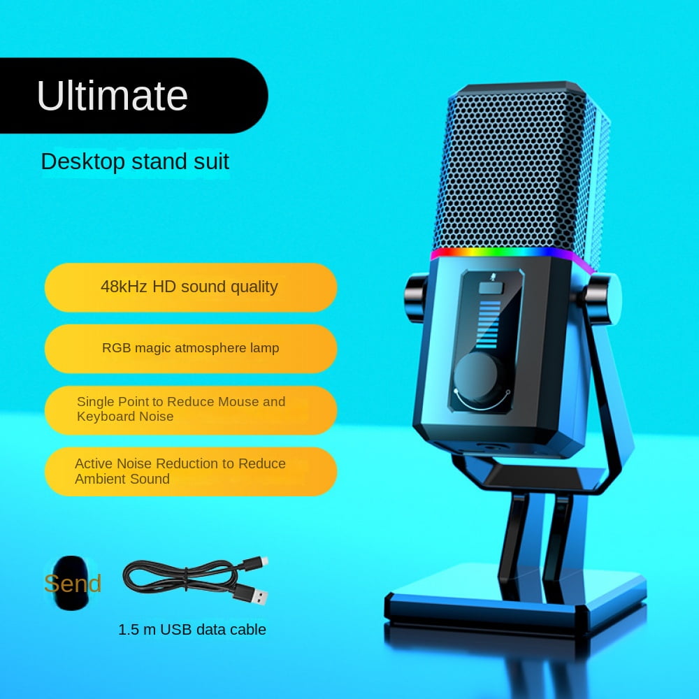 USB Computer Microphone, Podcasting Microphone with Mute Button Desktop ...