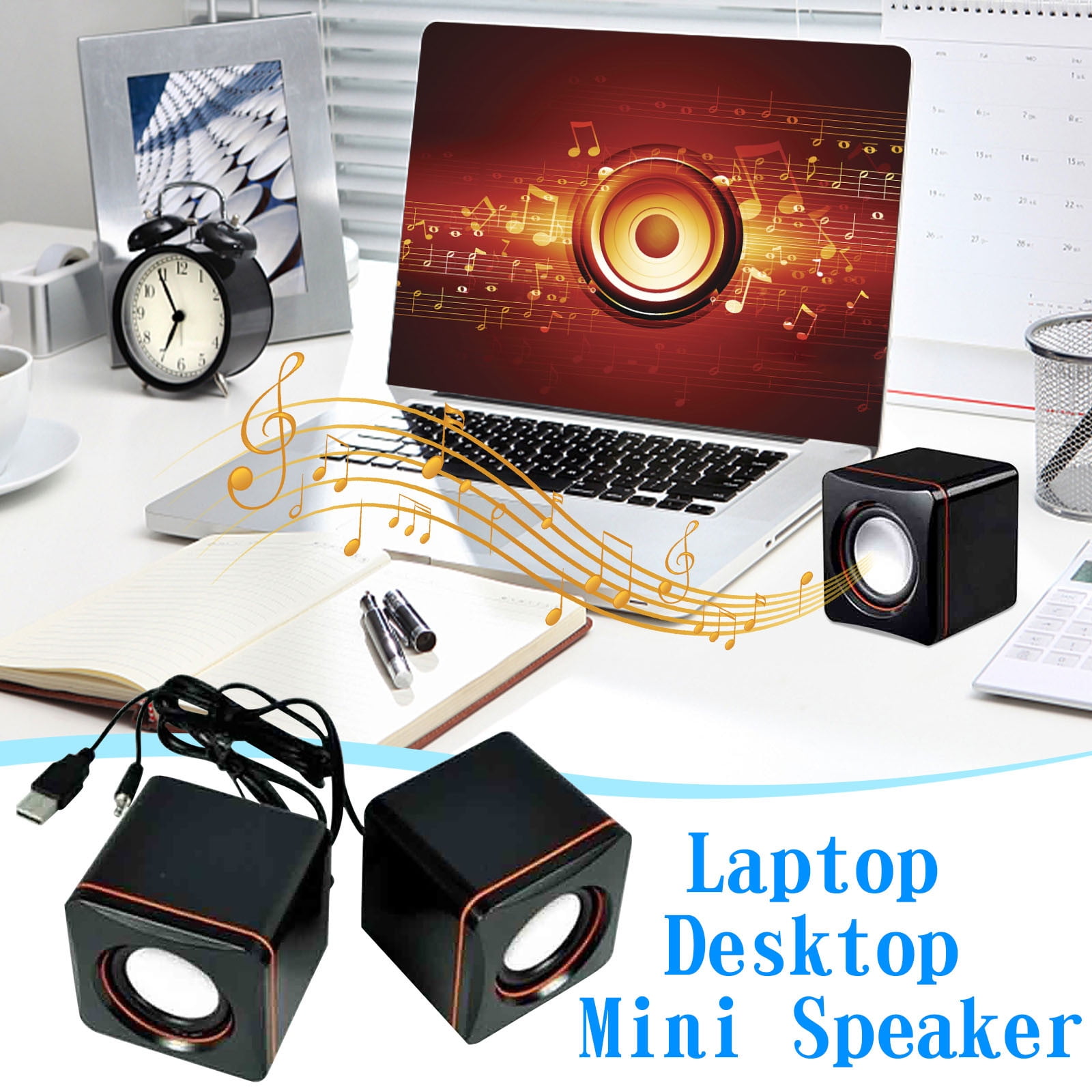 USB Computer Speakers, Mini Wired Desktop Audio, Plug Play Multimedia ...