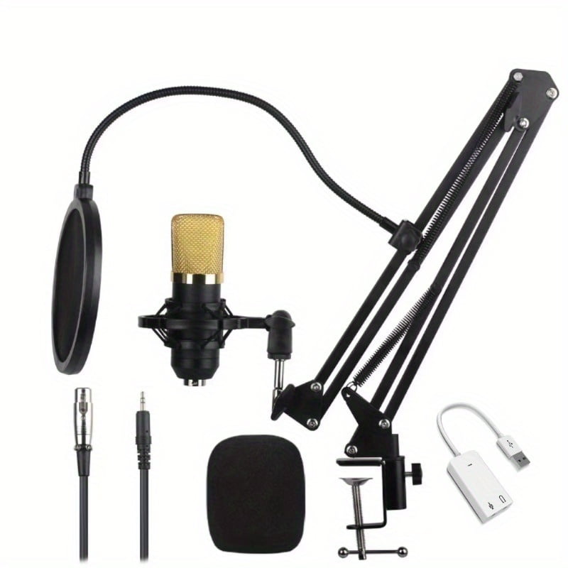 USB Condenser Mic Kit with Adjustable Arm Stand, Shock Mount, Pop ...
