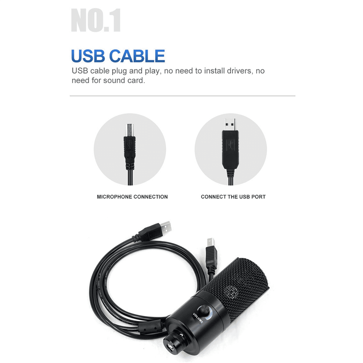 USB Condenser Microphone Mic with Mini Tripod Stand and Gain Knob for ...