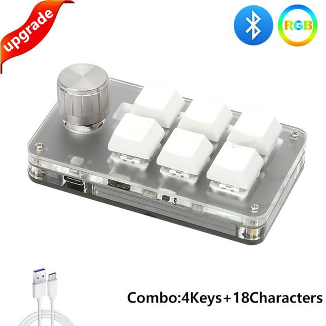 USB Custom Keyboard Macro 3/6 Key 1 Knob Programming RGB Bluetooth ...