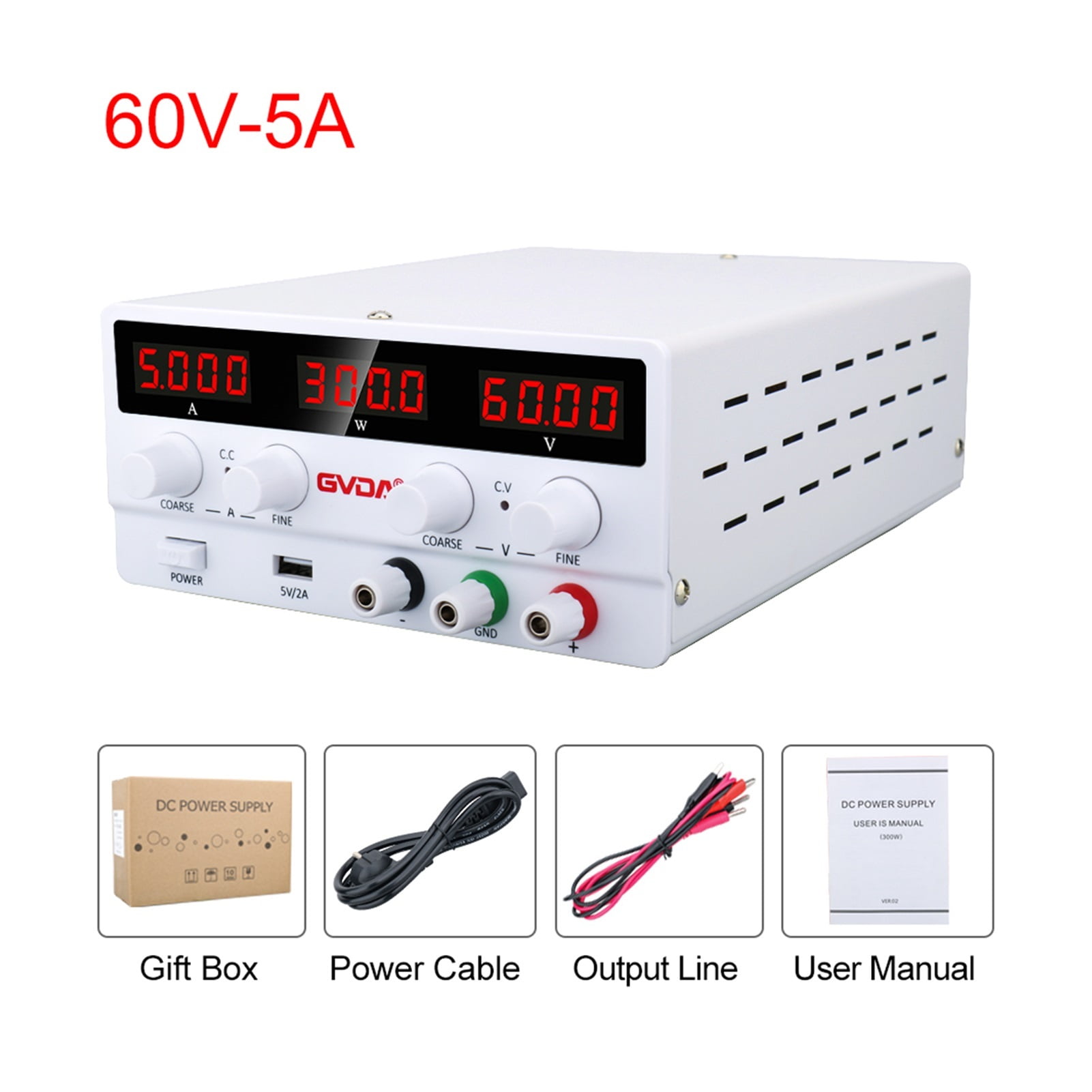 USB DC Lab Regulated Laboratory Power Supply 60V 5A Adjustable Voltage ...