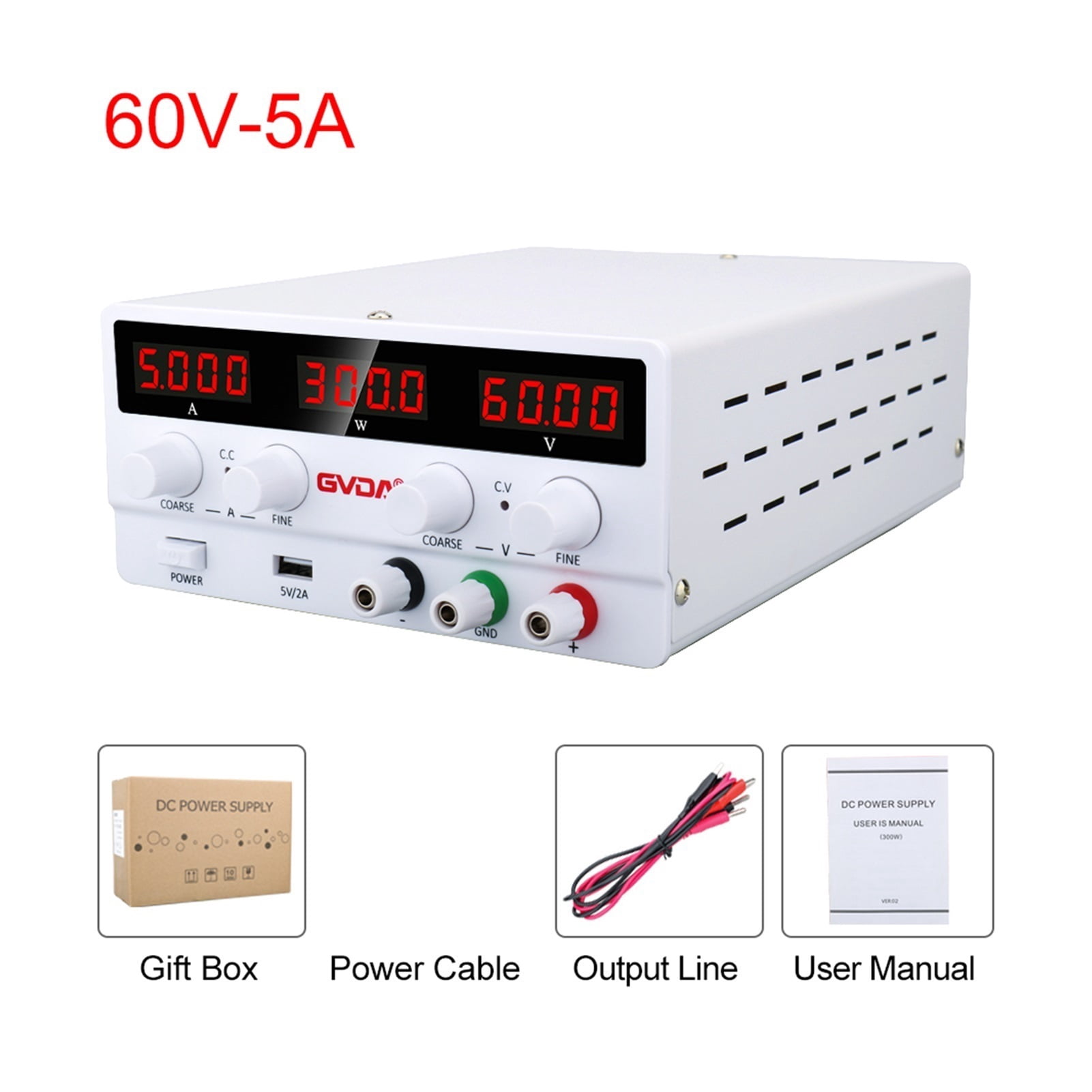 USB DC Lab Regulated Laboratory Power Supply 60V 5A Adjustable Voltage ...