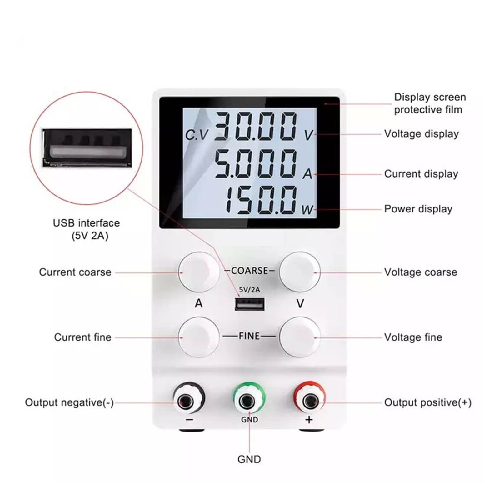 USB DC Laboratory Power Supply Adjustable 60V 10A Voltage Regulator ...