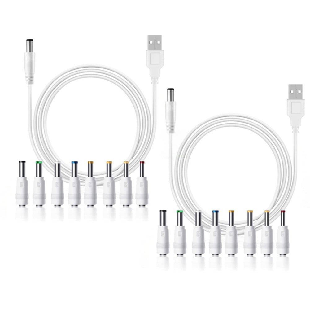 USB to DC Power Cable,5V 9V 12V Charging Cord with 8 Adapters,Universal Charger for LED Lights ...