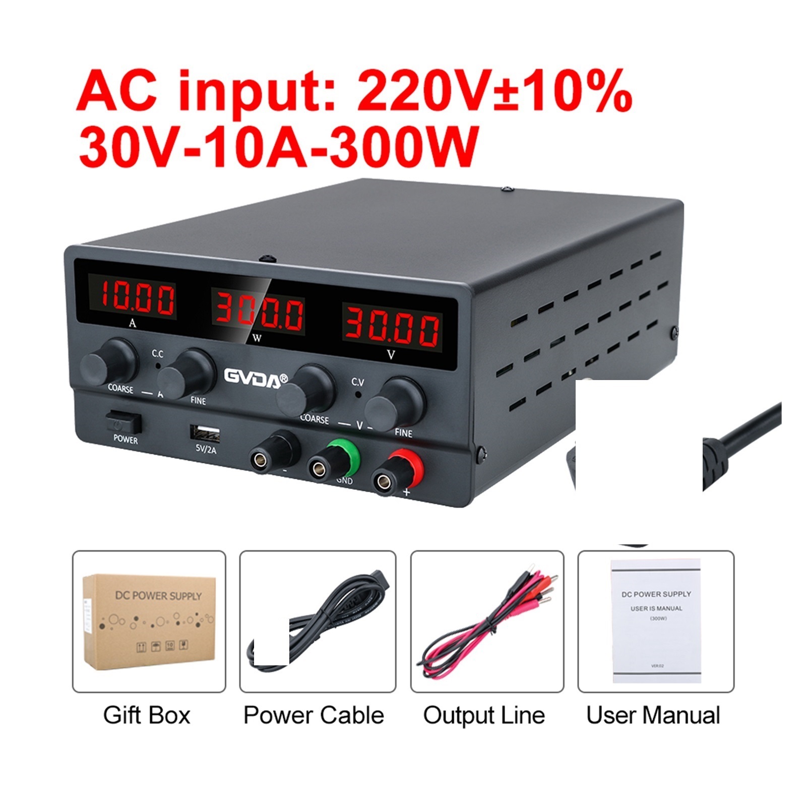 USB DC Regulated Laboratory Power Supply Adjustable 30V 10A Voltage ...
