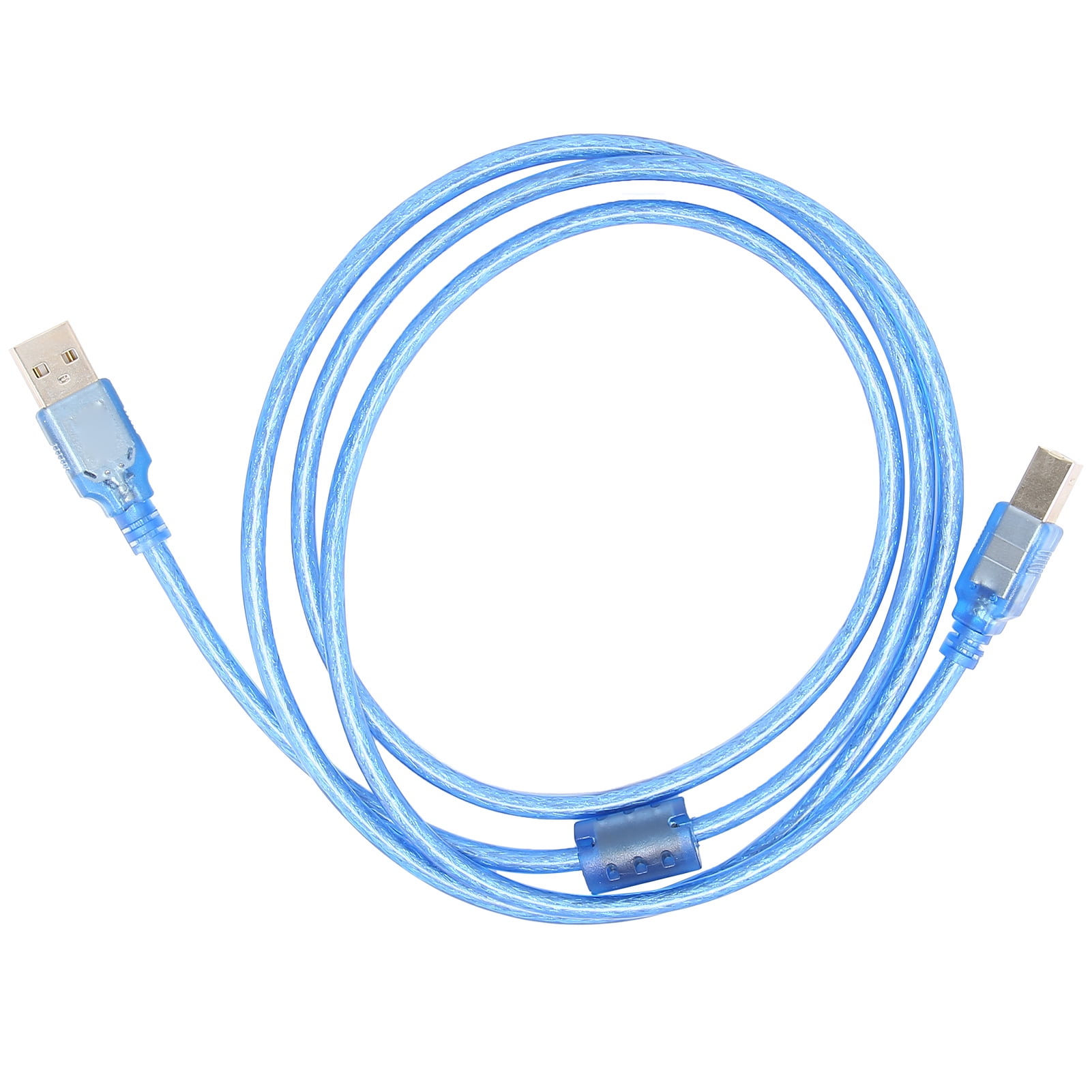 USB Data Cable A Male to B Male Transparent Blue Tetragonum Port ...