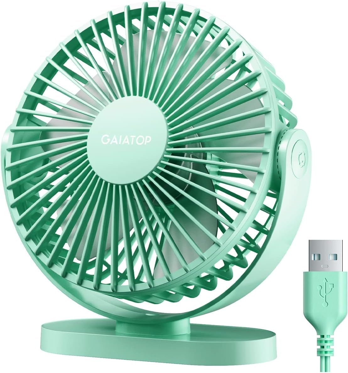 USB Desk Fan, 5.5 Inch Small Quiet Powerful 3 Speeds 90° Rotate ...