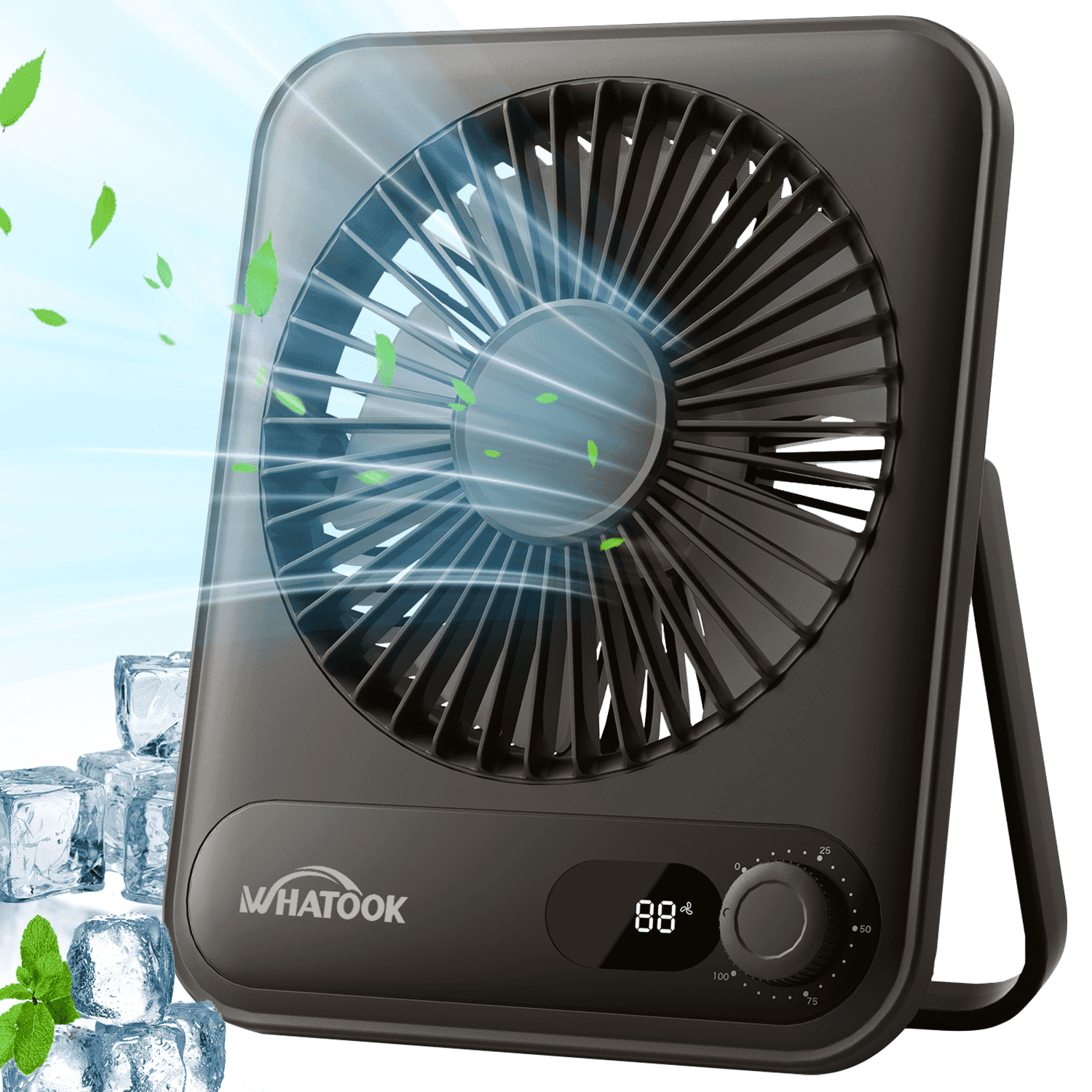 Teblint Rechargeable USB Desk Fan 2000mAh Small Portable Silent Table ...