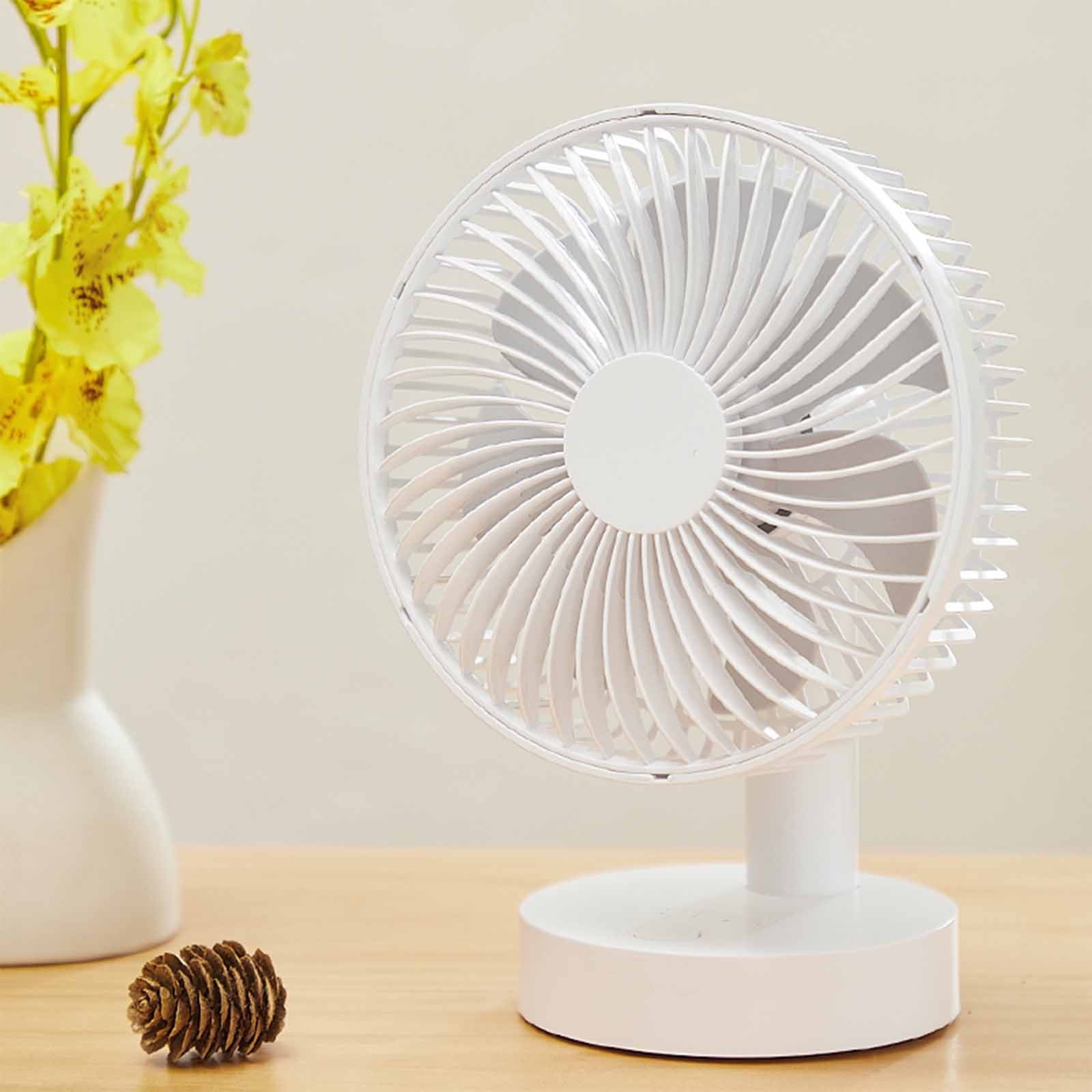 USB Desk Fan Rechargeable Oscillating | Small Portable Office Table Fan ...