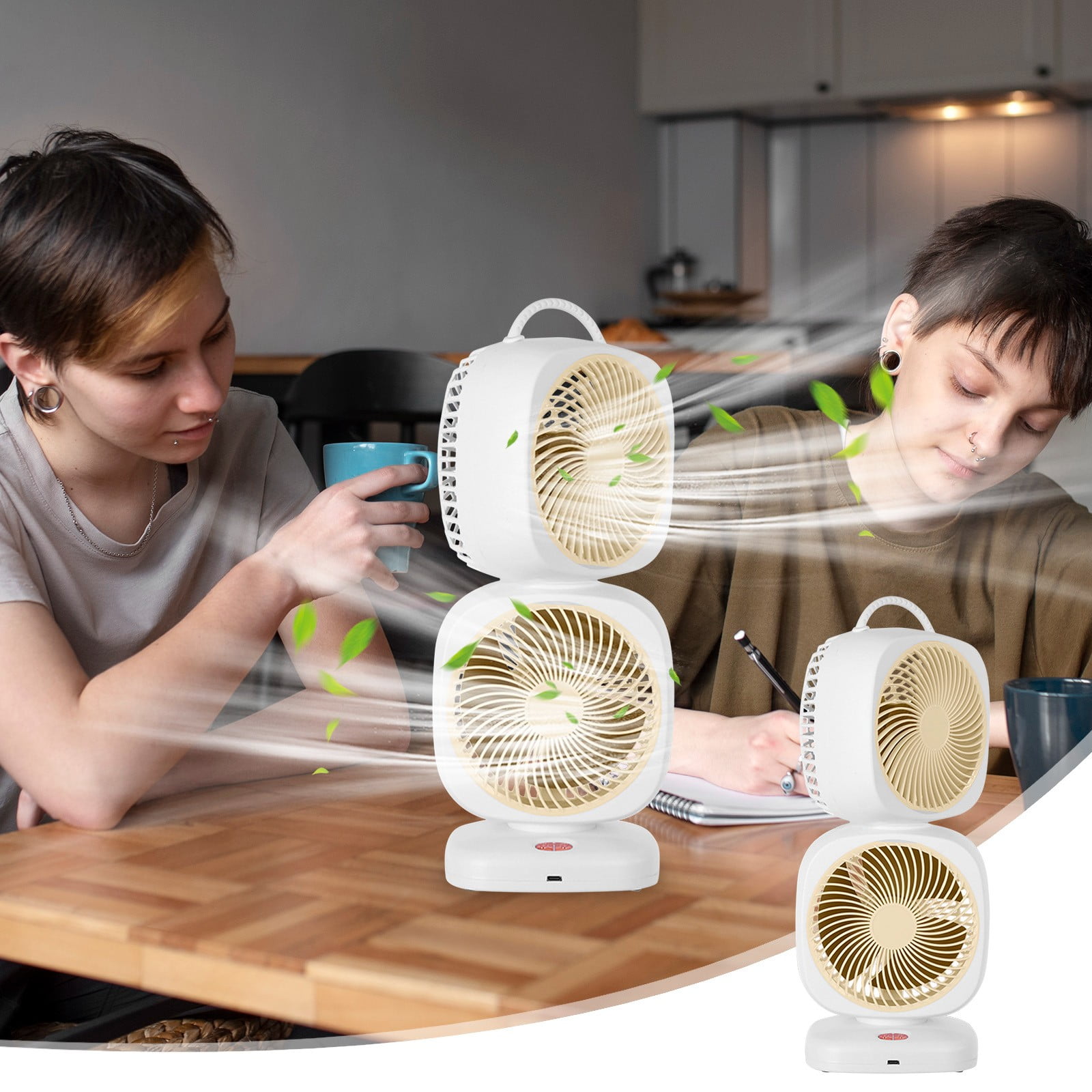 USB Desk Fan Small Quiet, 3 Speeds Mini Personal Portable Fan,Fan Light ...