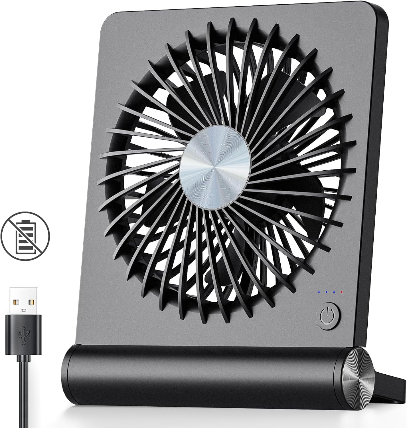 USB Desk Fan, Strong Wind Ultra Quiet Small Personal Fan with 180° Tilt ...